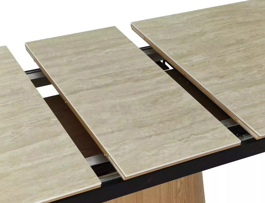 Jídelní rozkládací stůl Monaco 160/200 cm keramika travertin/dub přírodní