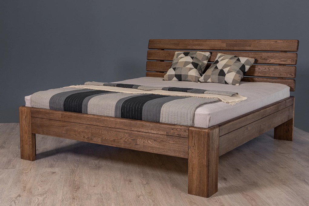Masivní postel JIVE - Solwo Design Dřevo a odstín oleje: DUB Cink - Olej odstín DO202, Rozměr spací plochy: 160x200
