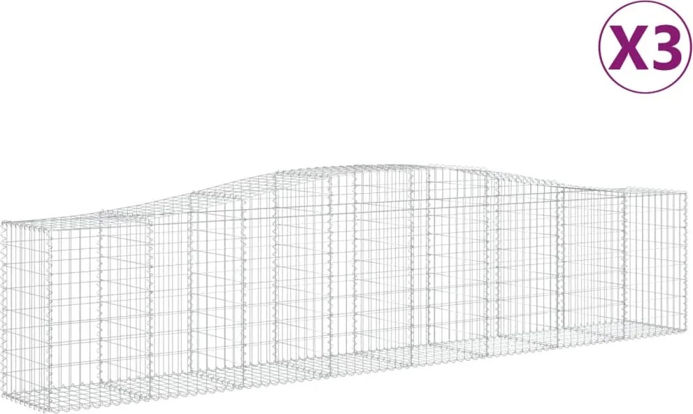 Klenuté gabionové koše 3 ks 400x50x80/100 cm pozinkované železo 3145944