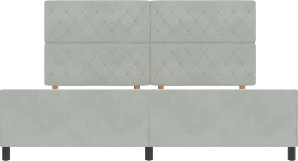 Postel s boxspringem s čelo Světle šedá 200 x 200 cm samet 3344897