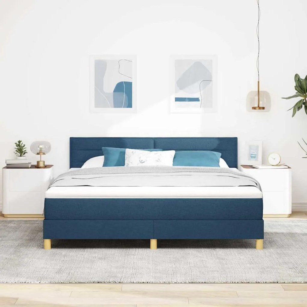 Postel s boxspringem s polštářem Modrá 180 x 200 cm textil 3338866