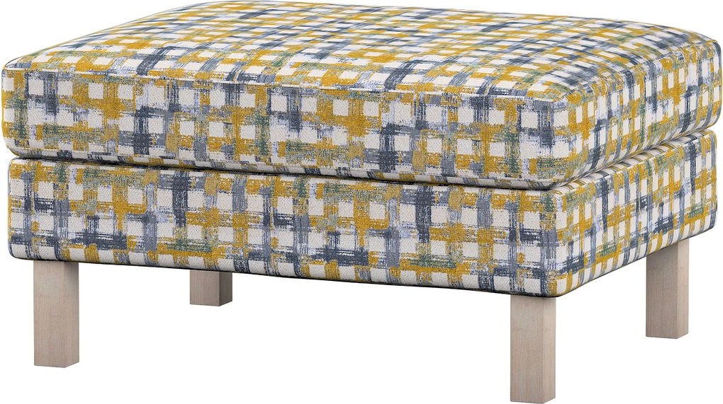 Potah na podnožku IKEA Karlstad barva modrá látka pletený vzor, vzorované