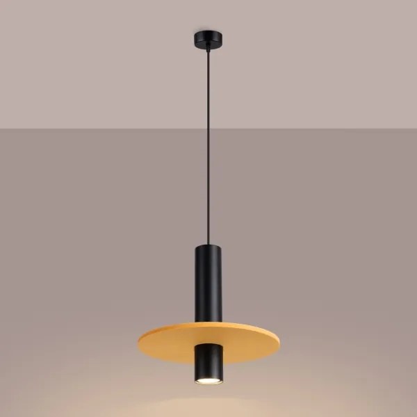 Sollux SL.1883 - Lustr na lanku PELTA 1xGU10/10W/230V černá/žlutá