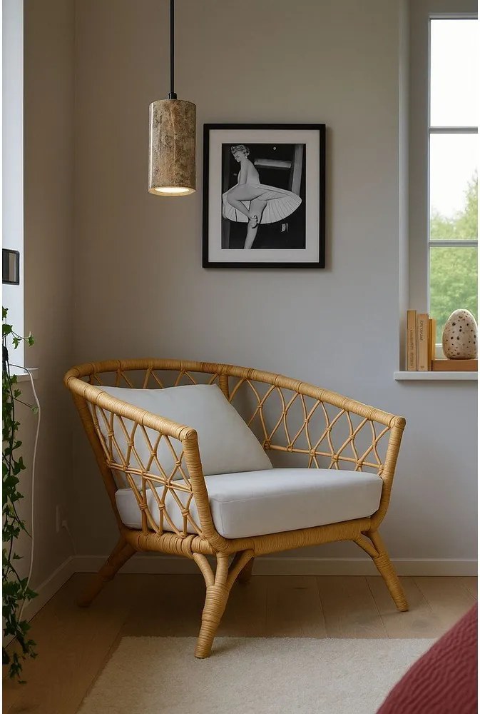 Šedé závěsné svítidlo s kamenným stínidlem ø 6,5 cm Selma – Opviq lights