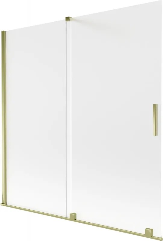Mexen Velar, 2-křídlová posuvná vanová zástěna 160 x 150 cm, 8mm sklo námraza, zlatá lesklá, 896-160-000-31-50