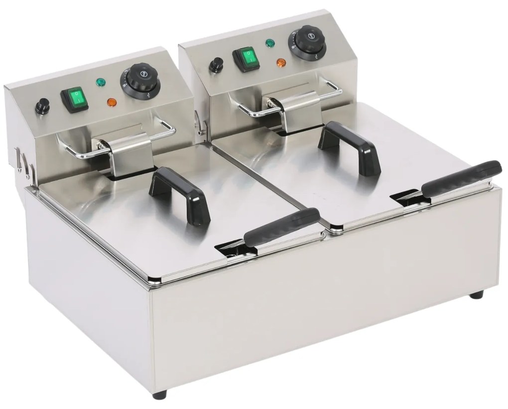 Profesionální elektrická fritéza, 2× 6 l, 2× 2500 W