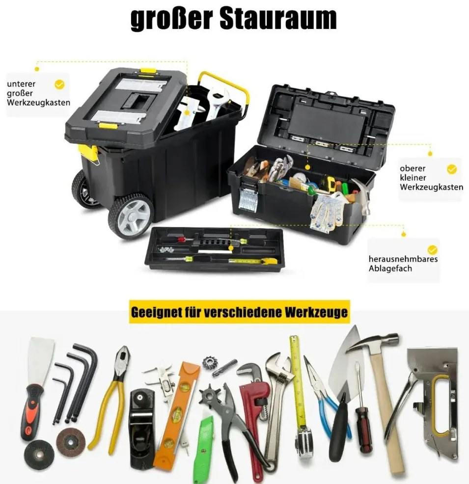 Costway Sada boxů na nářadí na kolečkách, 2 ks TL33923