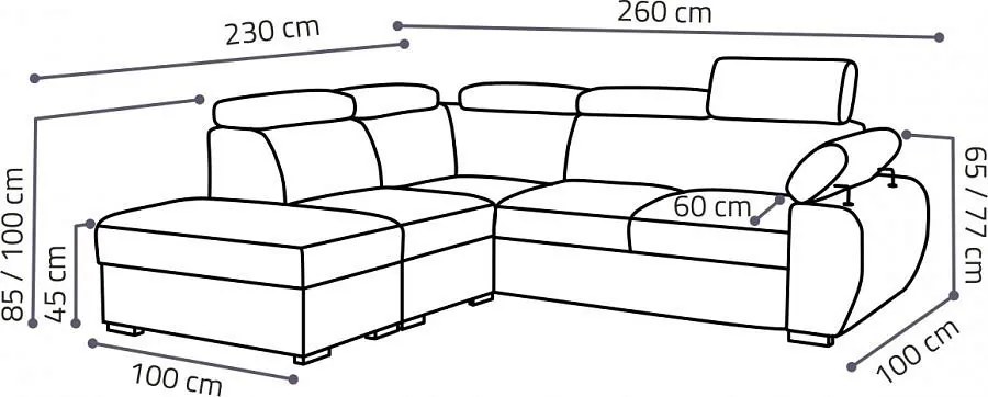 Falco Sedací souprava Bodie V pravá vínová