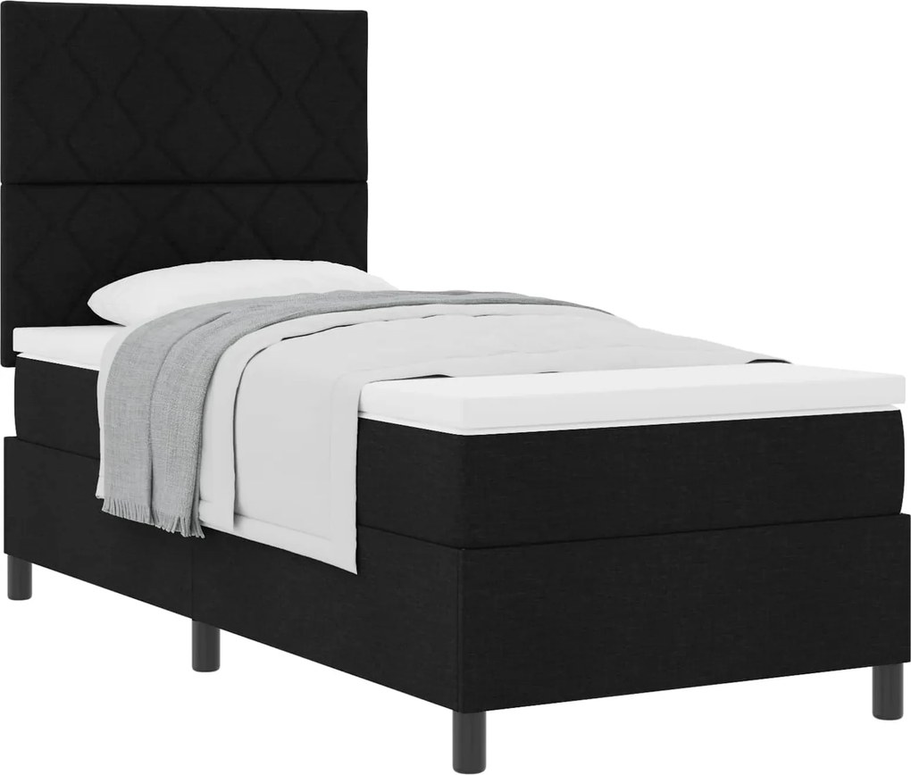 Postel s boxspringem s čelo Černá 100 x 200 cm textil 3339443