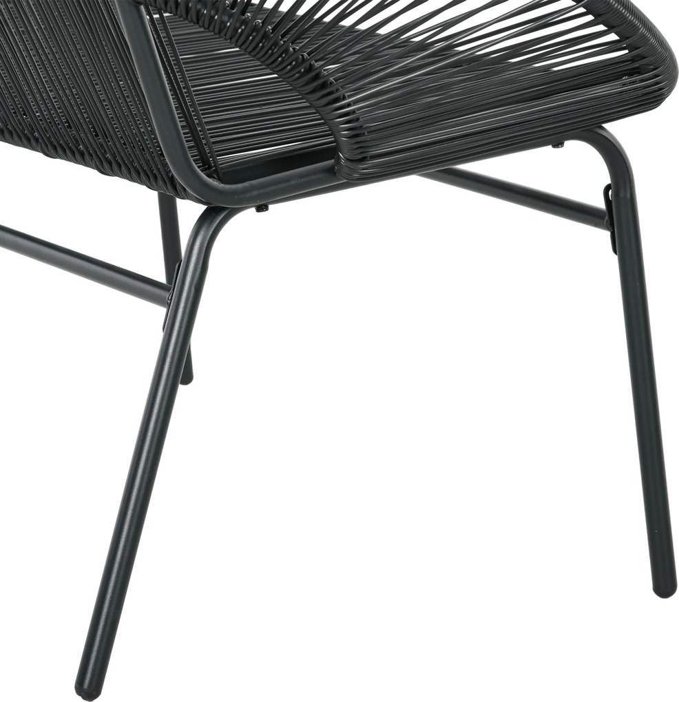 Outsunny Ratanové křeslo, relaxační křeslo ve stylu Boho, 132 cm x 72 cm x 83 cm, černá