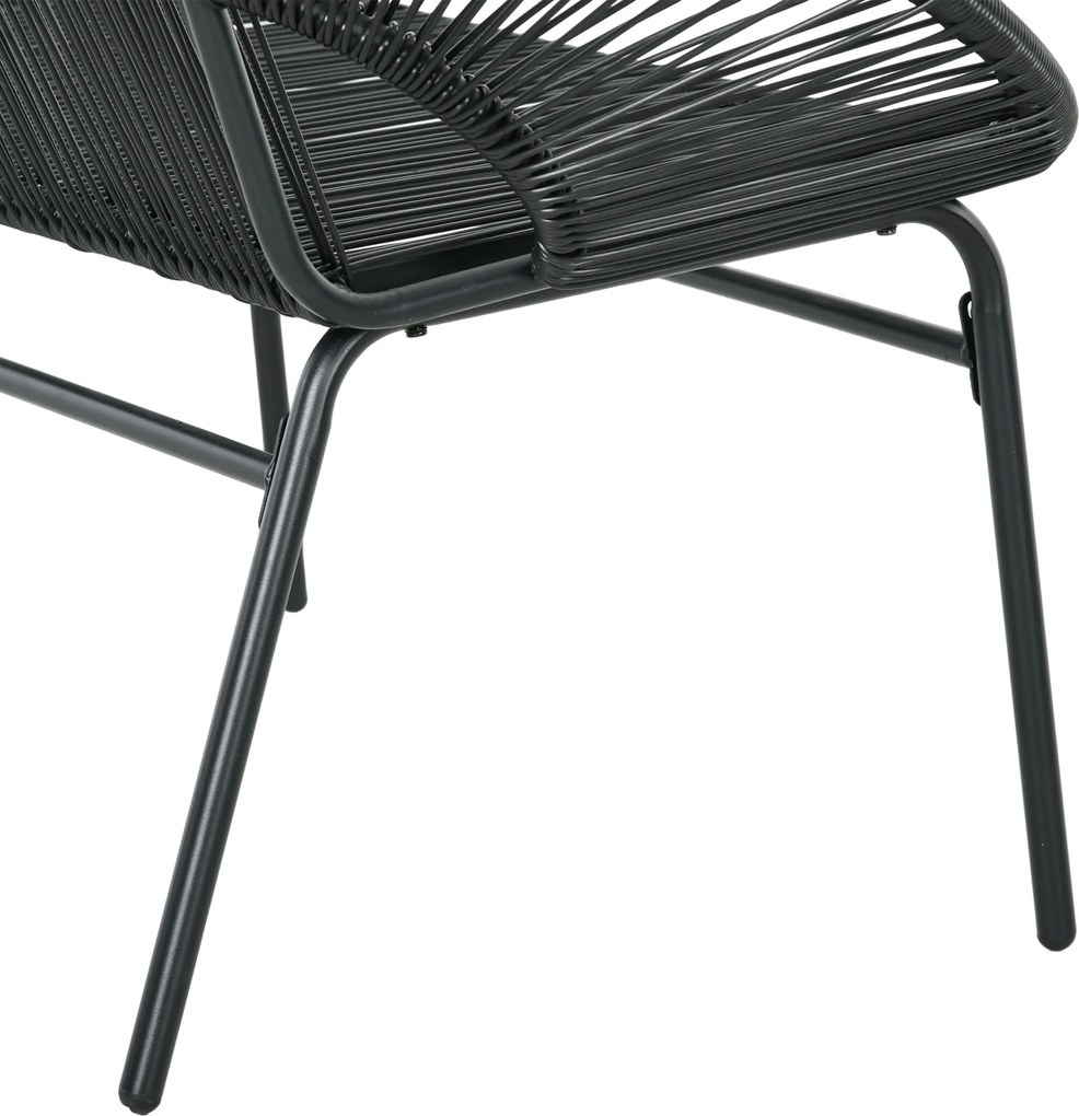 Rattansessel Relaxsessel im Boho-Stil, 132 cm x 72 cm x 83 cm, Schwarz