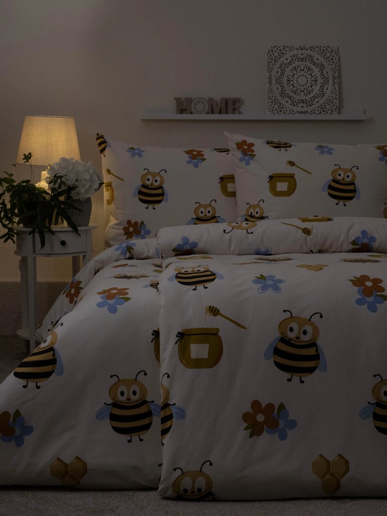 MK Lůžkoviny Francouzské bavlněné povlečení Renforcé - Čmelák od medu 220 × 200 cm, 2ks 70 x 90 cm