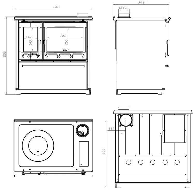 PLAMEN Sporák na tuhá paliva 850 GLAS - P bílý