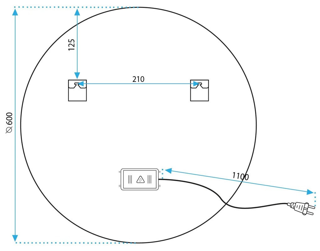 Tutumi Zrcadlo ⌀60 cm s vyhříváním a regulovatelným LED osvětlením , broušená ocel
