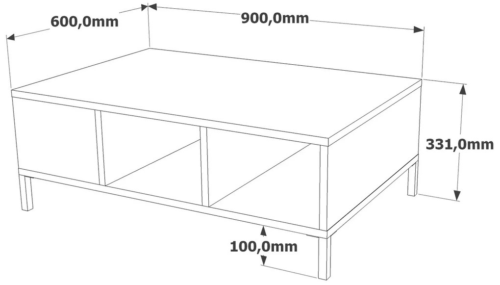 Designový konferenční stolek Palesa 90 cm borovice/antracitový