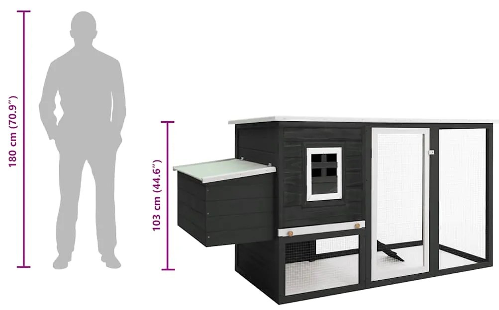 vidaXL Marketos Zahradní kurník pro slepice s 1 kukaní šedý dřevo