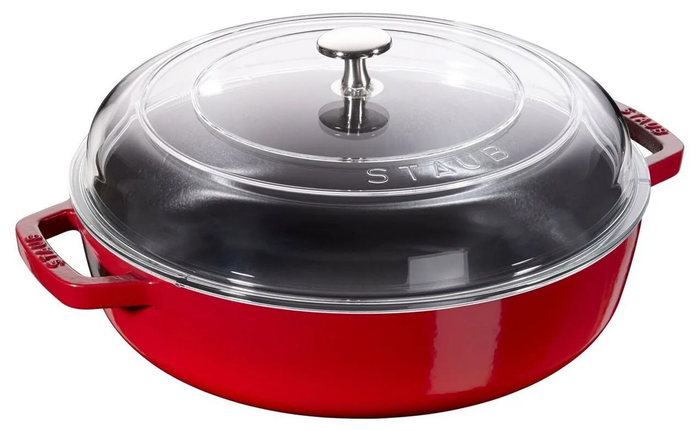 Staub litinový kastrol se skleněnou poklicí Braiser 26 cm, višňový, 12722606