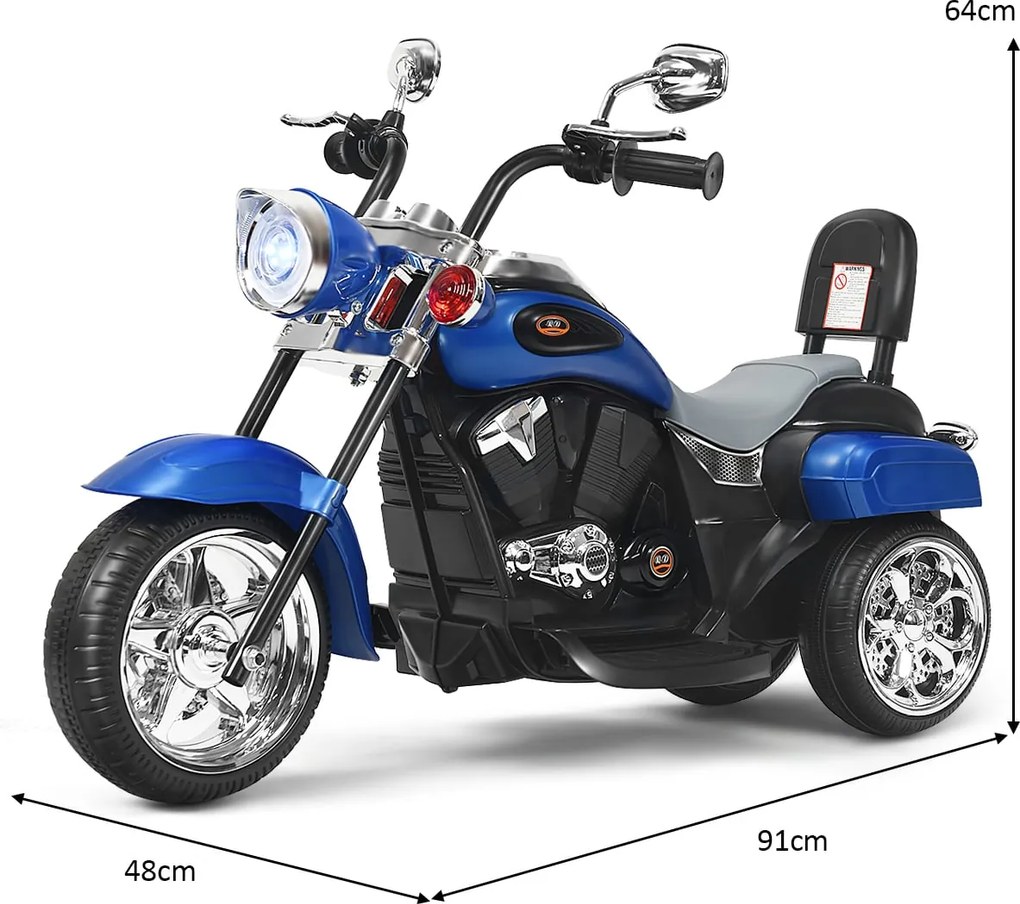 Costway 6 V elektrický motocykl s nastavitelnými světlomety motocykl modrá +