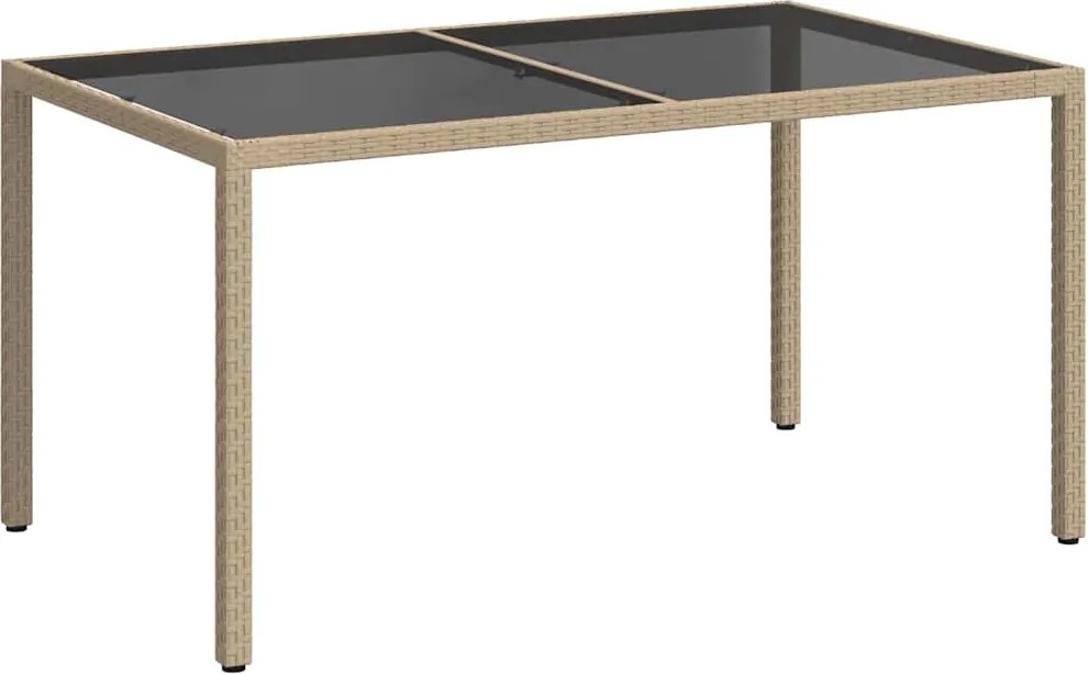 Zahradní stůl 150 x 90 x 75 cm tvrzené sklo a polyratan béžový 316710