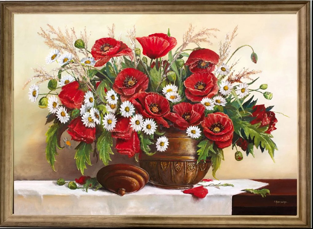 Bondecor Zarámovaný obraz Vlčí máky 54 x 74 cm