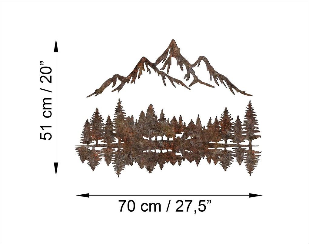 Nástěnná kovová dekorace Landscape 2 vícebarevná