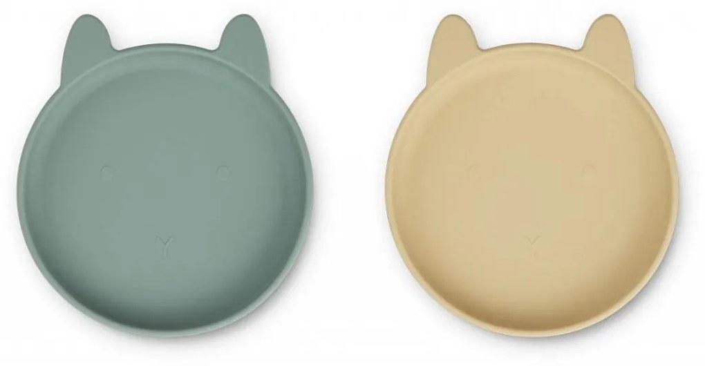 LIEWOOD Dětský talíř Rabbit Peppermint/Wheat Yellow 17 cm- set 2 ks, zelená barva, žlutá barva, plast
