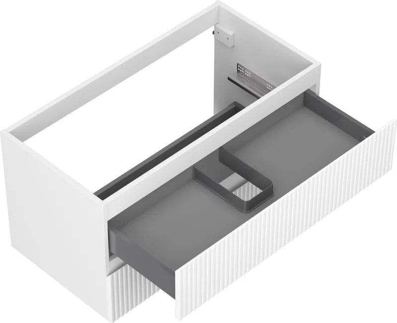 Mexen Rivel, koupelnová skříňka 90 cm, 2 zásuvky, drážkovaná, bílá matná, 91A20-09047-2-BFF01