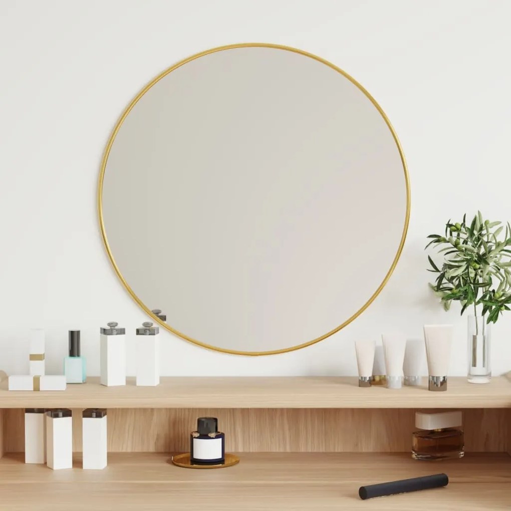 Nástěnné zrcadlo zlaté Ø 50 cm kulaté - Default Title