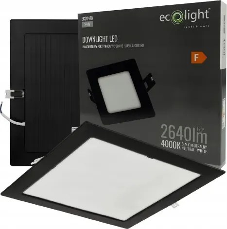 LED zapuštěné stropní svítidlo 24W 2640lm 4000K černé
