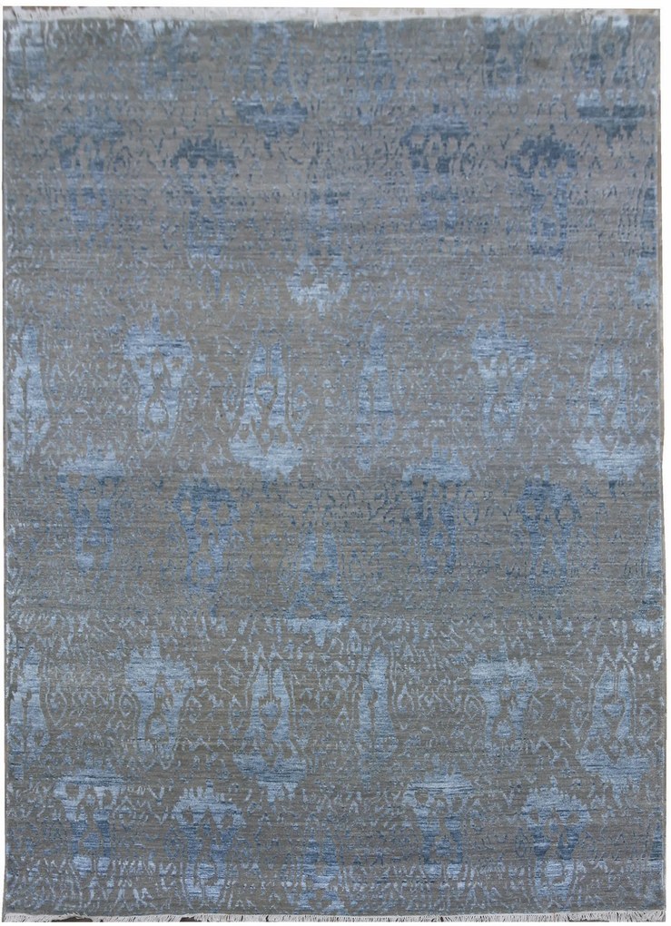 Diamond Carpets India, Ručně vázaný kusový koberec Diamond DC-EKT 10 Silver/blue, 140x200, modrá, chodba / předsíň
