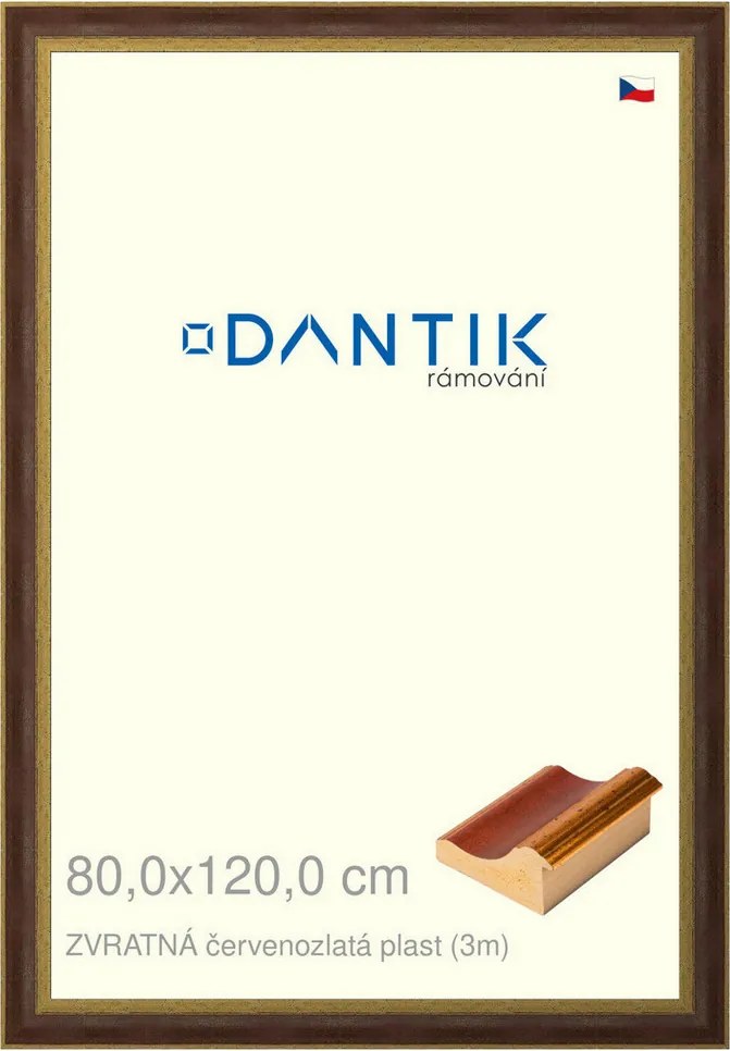 DANTIK rámeček 80x120 | ZVRATNÁ červenozlatá plast (Plexi Čiré)
