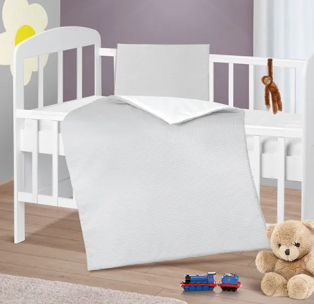 Bellatex Peřinka a polštářek pro kojence 75x100 cm , 42x32 cm Kostička  šedá, bílá
