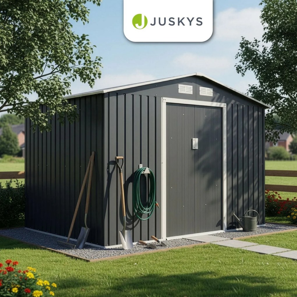 Juskys Kovový zahradní domek se základovým rámem Barva: tmavě zelená, Velikost: M