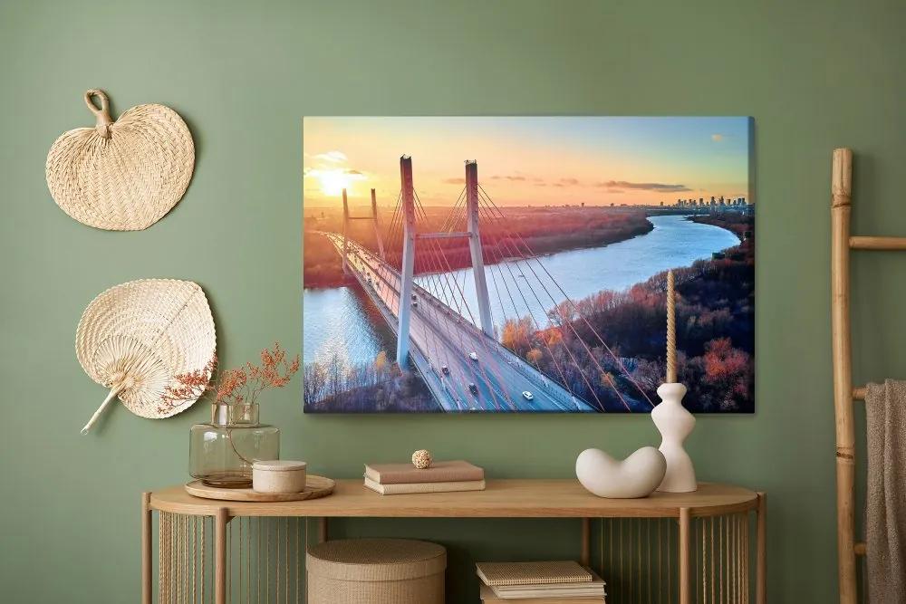 Obraz Most Ve Varšavě Při Západu Slunce Nedostatek Nedostatek Přírodní plátno 100x70