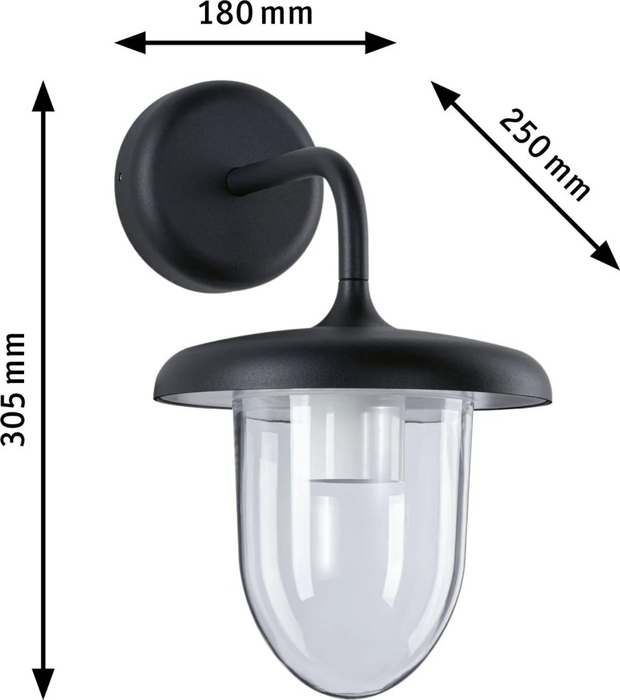 P 94757 Venkovní nástěnné svítidlo Vintario IP44 kruhové 180x250mm max. 20W 230V antracit hliník - PAULMANN