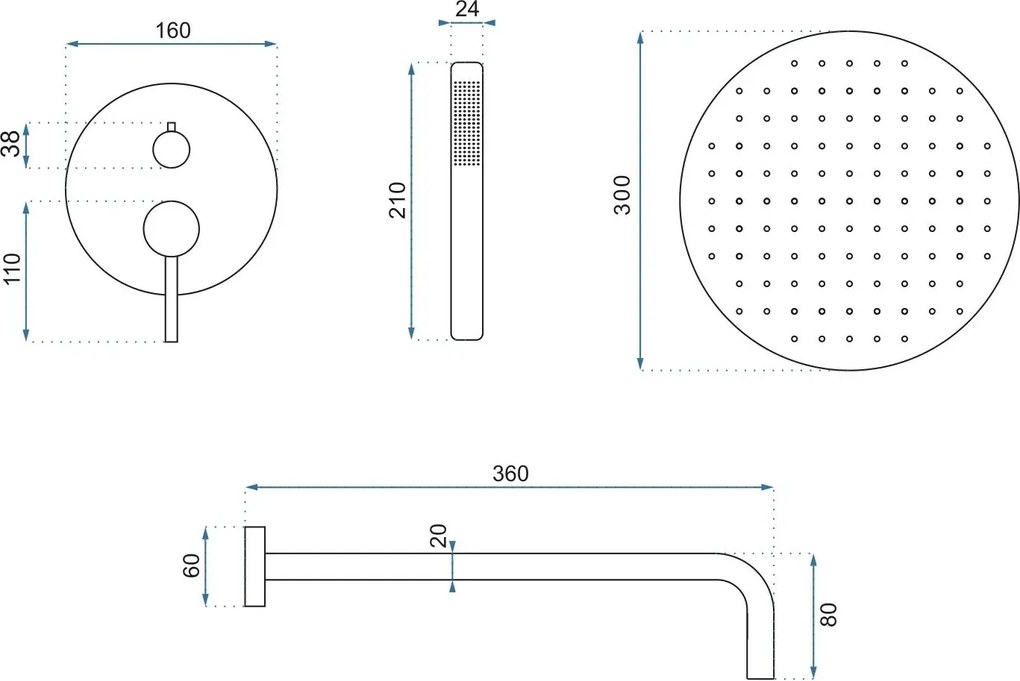 Rea Lungo, podomítková sprchová sada + BOX, bílá, REA-P8540