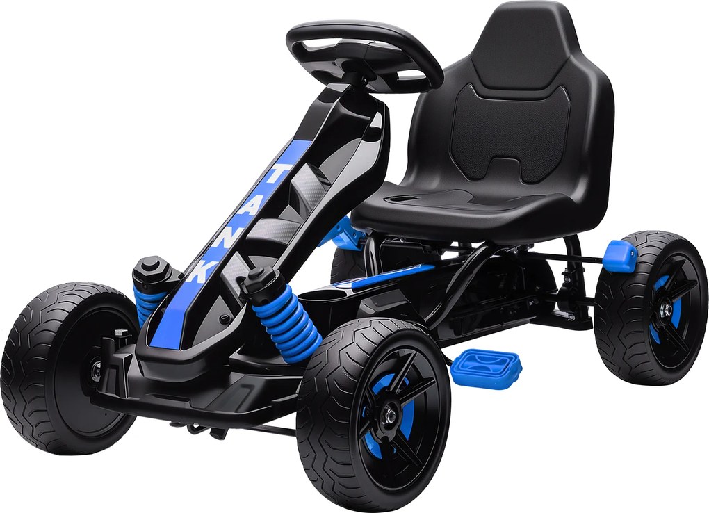 Motokára s pedály, šlapací auto pro děti s brzdami, protiskluzová kola, kovový rám, 3-6 let, modrá barva
