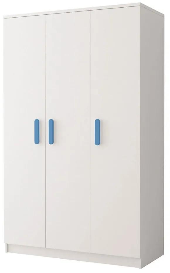 IDZ Velká šatní skříň Smyk - Bílá / Barevné úchytky Barva: Modrá