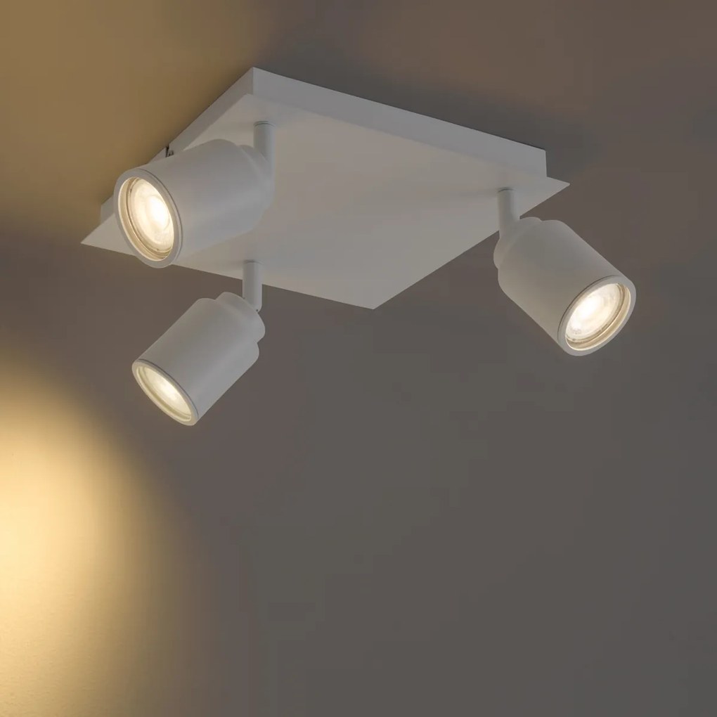 Moderní koupelnové bodové svítidlo bílé čtvercové 3-světelné IP44 - Ducha
