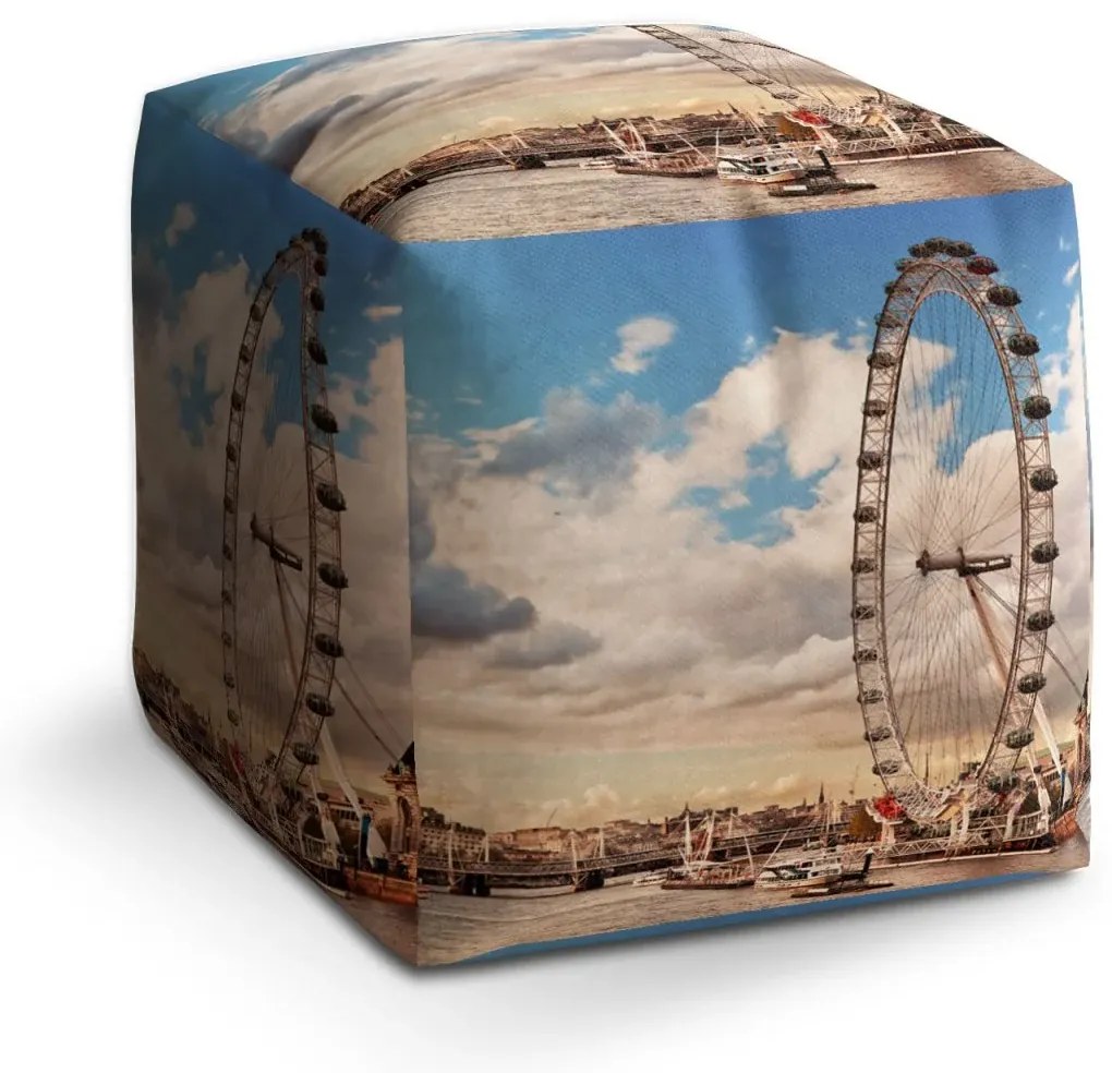 Sablio Taburet Cube London eye: 40x40x40 cm
