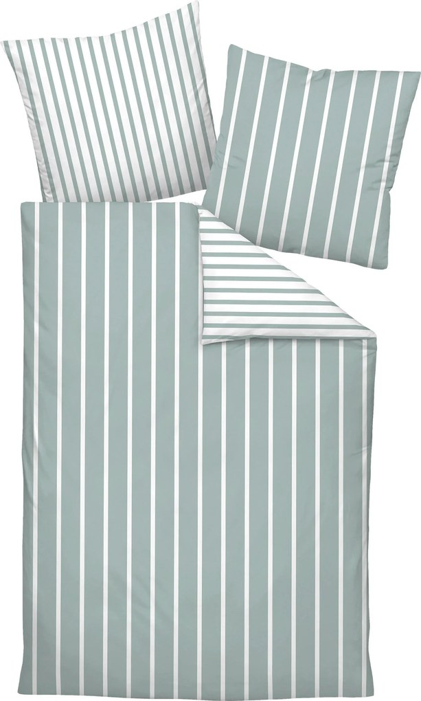 XXXLutz POVLEČENÍ, makosatén, bílá, šalvějově zelená, 140/200 cm Janine - Povlečení - 003361158003