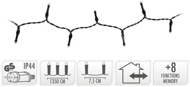 Vánoční světelný LED řetěz Decor II 13,5 m vícebarevný