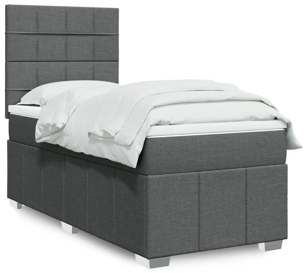 Box spring postel s matrací tmavě šedá 90x190 cm textil 3291524