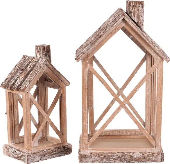 Set dvou dřevěných luceren hnědý DA219 (2 ks)
