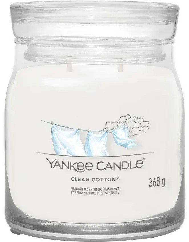 Yankee Candle vonná svíčka Signature ve skle střední Clean Cotton, 368 g
