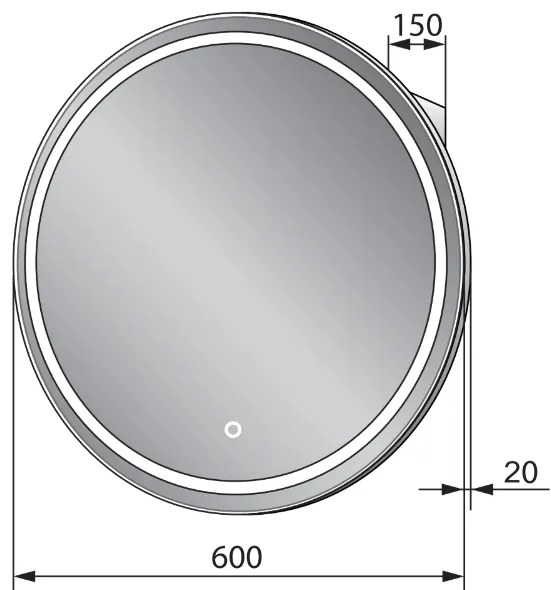 Lavedo Kolo II 60 touch control zrcadlová skříňka do koupelny s LED podsvícením