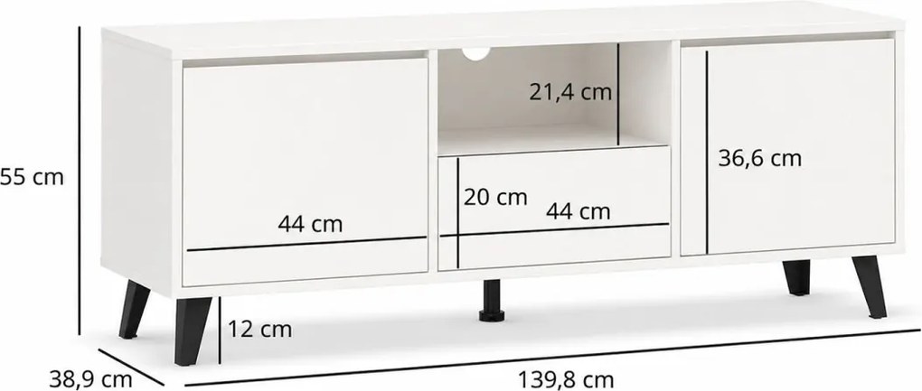 TV stolek 2d1s Borg biały (P)