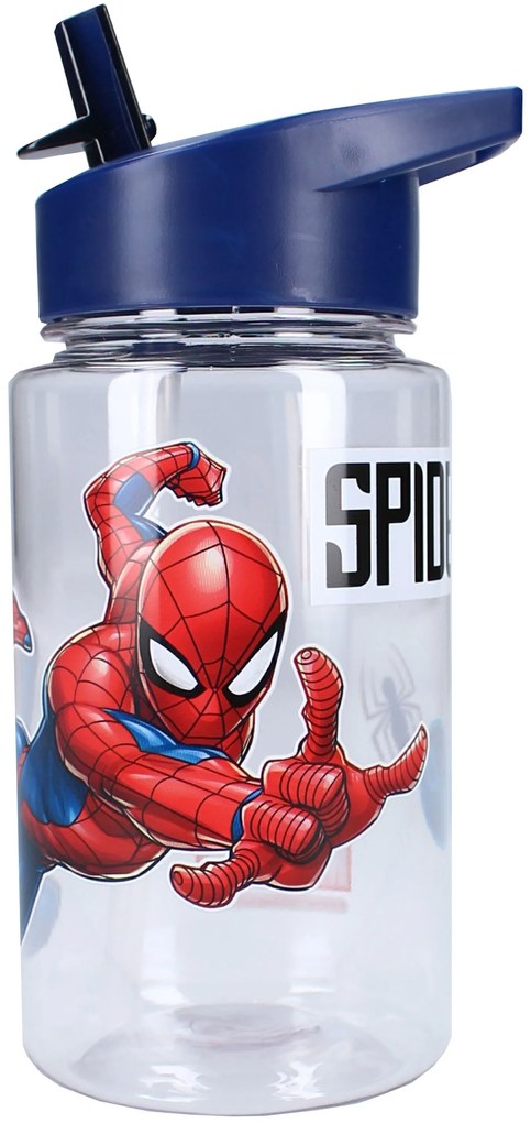 Plastová láhev na pití Spiderman s brčkem a ouškem - 450 ml
