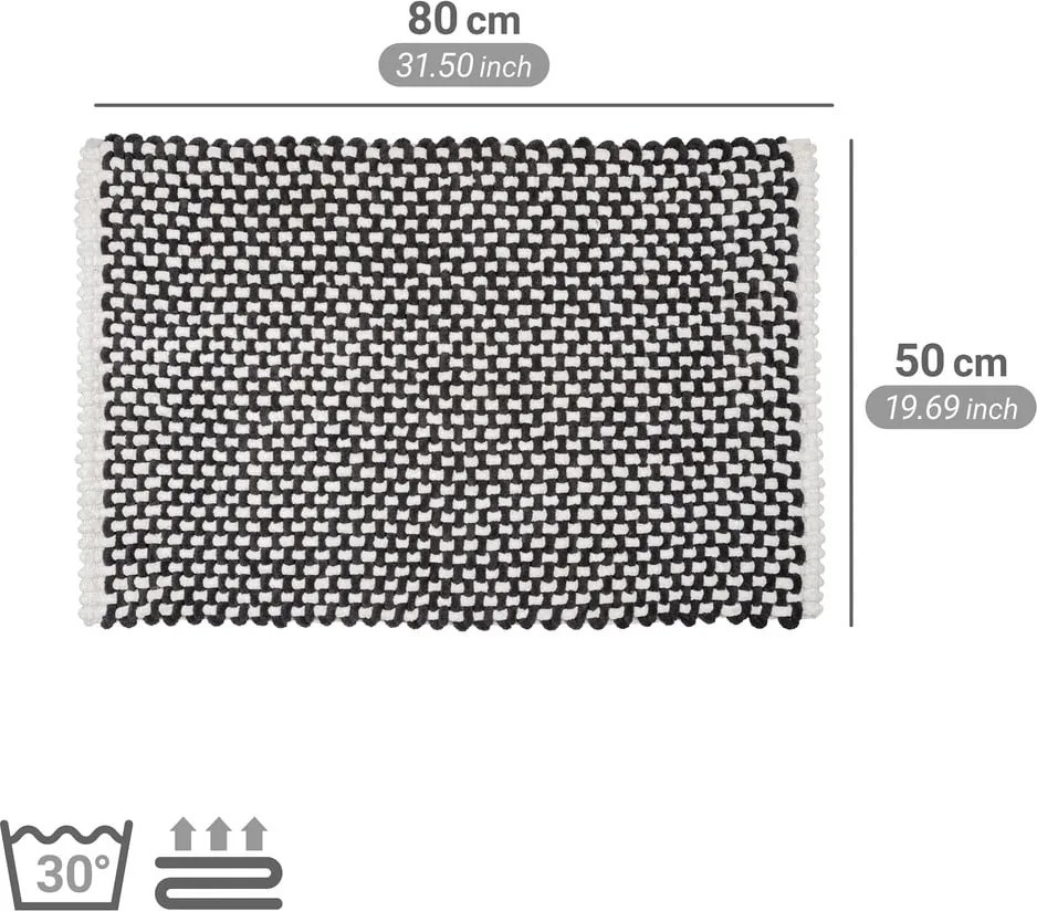 Černobílá textilní koupelnová předložka 50x80 cm Covelo – Wenko