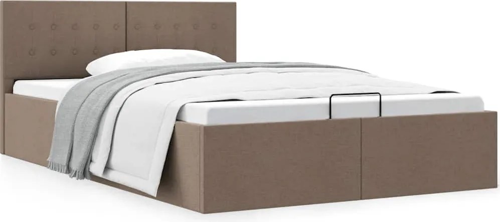 Zvedací rám postele s úložným prostorem taupe textil 140x200 cm 285597